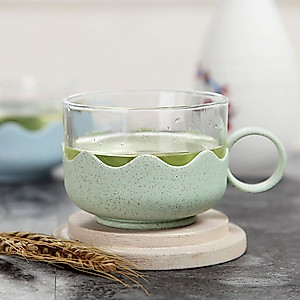 Clear Coffee Mug 4pcs Unbreakable Drinking Cups Glasses Wheat Straw Fiber Reusable Cups Mug Tumbler for Coffee Tea Water Milk Beverage(Random Colors)