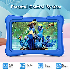 PRITOM Tablet for Kids, 7 inch Kids Tablets with WiFi, 32GB ROM, 2GB RAM, Bluetooth, Camera, Parental Control, Pre-Installed APPs, Games, Learning Educational Toddler Tablet with Case, Blue