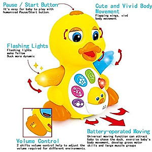 Woby Musical Duck Toy, Baby Preschool Educational Learning Toy with Music and Lights,Infant Light Up Dancing for 1 Year Old Toddler
