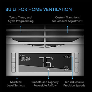 AC Infinity Room to Room Fan 8”, Two-Way Airflow Through-the-Wall Fan with Temperature Controller, Precise 10-Speed Quiet In-Wall Vent Fan for Kitchen, Laundry Room, and Workshops
