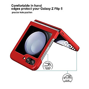 Foluu Slim Fit Case for Samsung Galaxy Z Flip 5 Case, Ultra Thin Matte PC with Non-Slip Grip Full Protection Protective Cover for Samsung Galaxy Z Flip5 5G 2023 (Red)