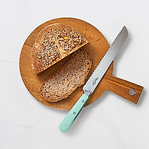 MARTHA STEWART Eastwalk 14 Piece High Carbon Stainless Steel Cutlery Knife Block Set w/ABS Triple Riveted Forged Handle Acacia Wood Block - Martha Blue