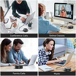 ROFALL USB Computer Speakers with Microphone, PC Laptop Speaker with Mic, 2 Sound Modes, Hand Free Enhanced Voice Pick up, Compatible with Zoom for Personal Call and Home Office Meeting