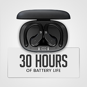 Runner 40 - Secure-Fit Wireless Earbuds for Small Ears, Running Bluetooth Earbuds for Women and Men, Deep Bass Wrap Around Earbuds for Small Ear Canals with EarHooks, Sweatprooof Over The Ear Earbuds