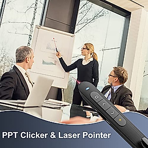 Clicker for Laptop Presentations with Wireless Presenter Remote, 328FT/100m Remote Range Powerpoint Presentation Clickers Wireless Presenter Remotes for PPT/Google Slide Advancer, Toys for Pet/Cats