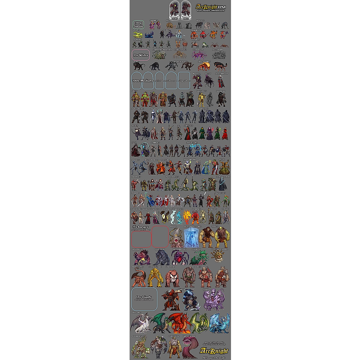 Arcknight Flat Plastic Miniatures: DM Starter Set; 167 Unique Classic and Iconic Minis for DND 5e and Pathfinder; Affordable, Skinny Figurines for Dungeons and Dragons and Other Tabletop RPG Games