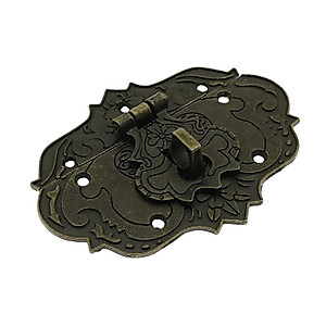 LDCREEE Antique Embossing Decorative Brass Hasp Clasp Latch Lock with Screws for Jewelry Box Ordinary Box Wooden Case Furniture Decoration (Bronze)