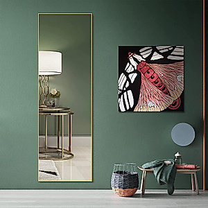 OBIOZZ Bedroom Floor Standing Mirror Full Length Mirror 60 × 16 Inches, Gold Standing Body Mirror, Floor Mirror, Standing Hanging or Leaning