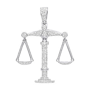 10K Rose, White ir Yellow Gold Diamond Libra Pendant Charm Real Gold Zodiac Jewelry 1.1ctw (White Gold)