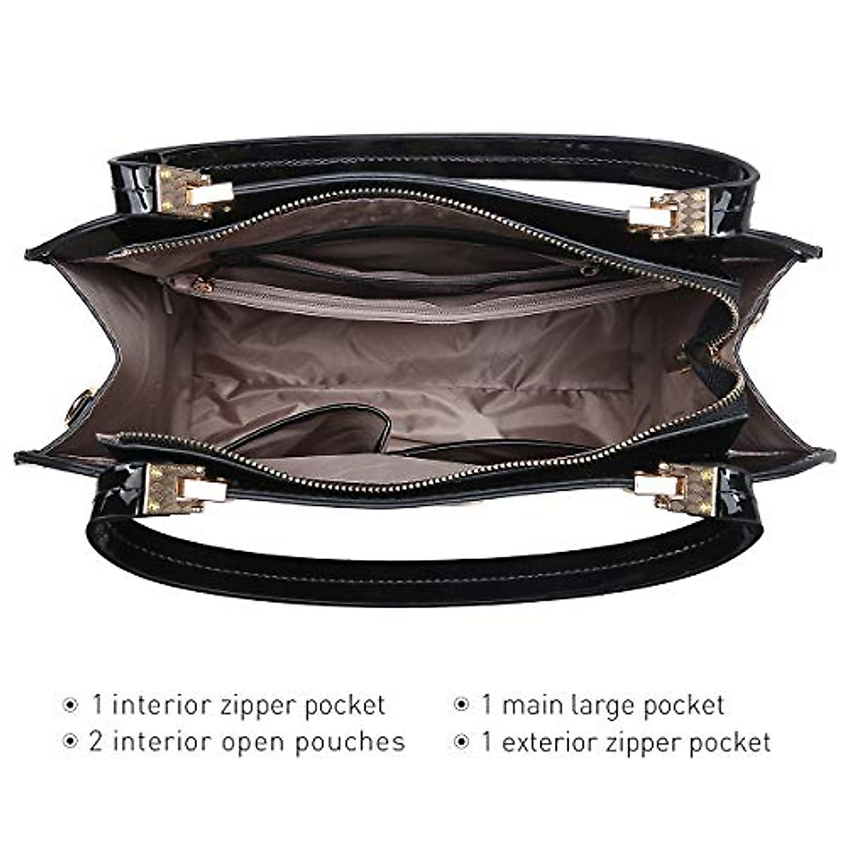 Dasein Women Large Handbag Purse Vegan Leather Satchel Work Bag Shoulder Tote with Matching Wallet (Leopard)