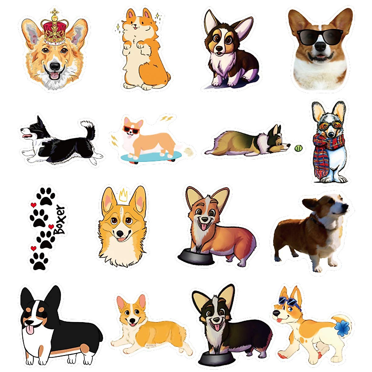 Corgi Stickers 50PCS Pet Dog Stickers Vinyl Waterproof Toys Decal Stickers Motorcycle Luggage Bycircle Water Bottles Skateboards Snowboard Phone Pad Mac Stickers