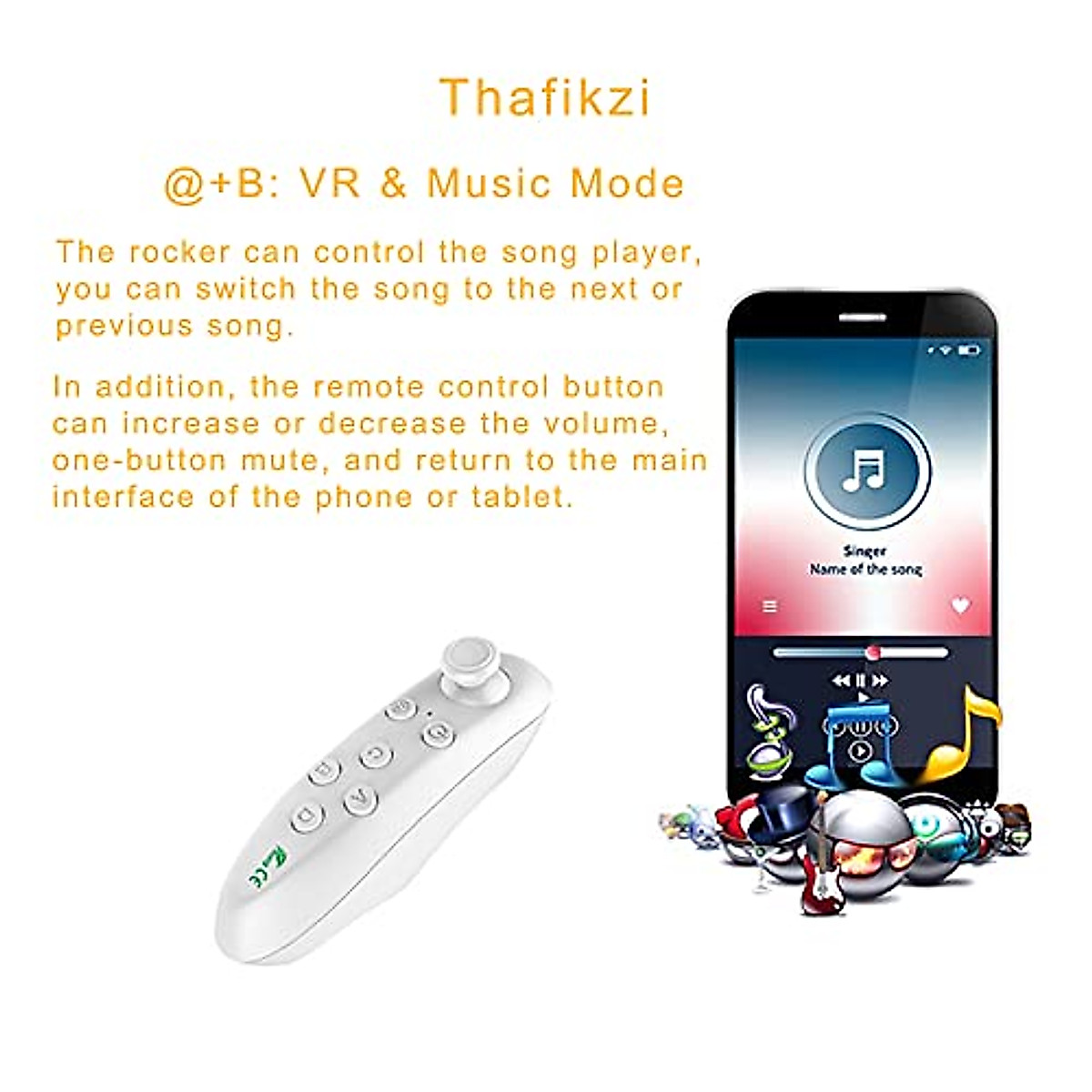 Wireless VR Controller for Phones Compatible with iOS/Android, Joystick Remote for Tiktok Support iPhone/iPad/Android Phones/Tablet Laptops to Control Music Video, Selfie, Mouse, E-Book (Upgrade)