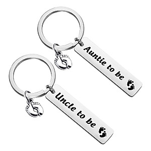 ENSIANTH Pregnancy Announcement Gift New Auntie/Uncle Gift Auntie to Be Uncle to Be First Time Aunt Uncle Gifts with Baby Footprint Charm (Auntie/Uncle to Be)