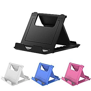 Kemoxan 4 Pack Portable Cell Phone Stand Holder for Desk, Foldable Pocket-Sized Mount, Universal Adjustable Desktop Mobile Phone Kickstand Compatible with iPhone IPads Kindle Android Colorful