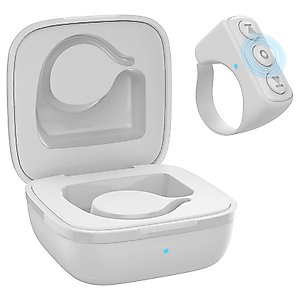 GEVO TIK Tok Bluetooth Remote Control Page Turner for iPhone Android Ipad Cell Phone Camera Remote Shutter Selfie Button, Bluetooth Ring (White)