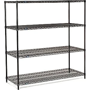 Nexel Adjustable Wire Shelving Unit, 4 Tier, NSF Listed Commercial Storage Rack, 24" x 60" x 86", Black Epoxy