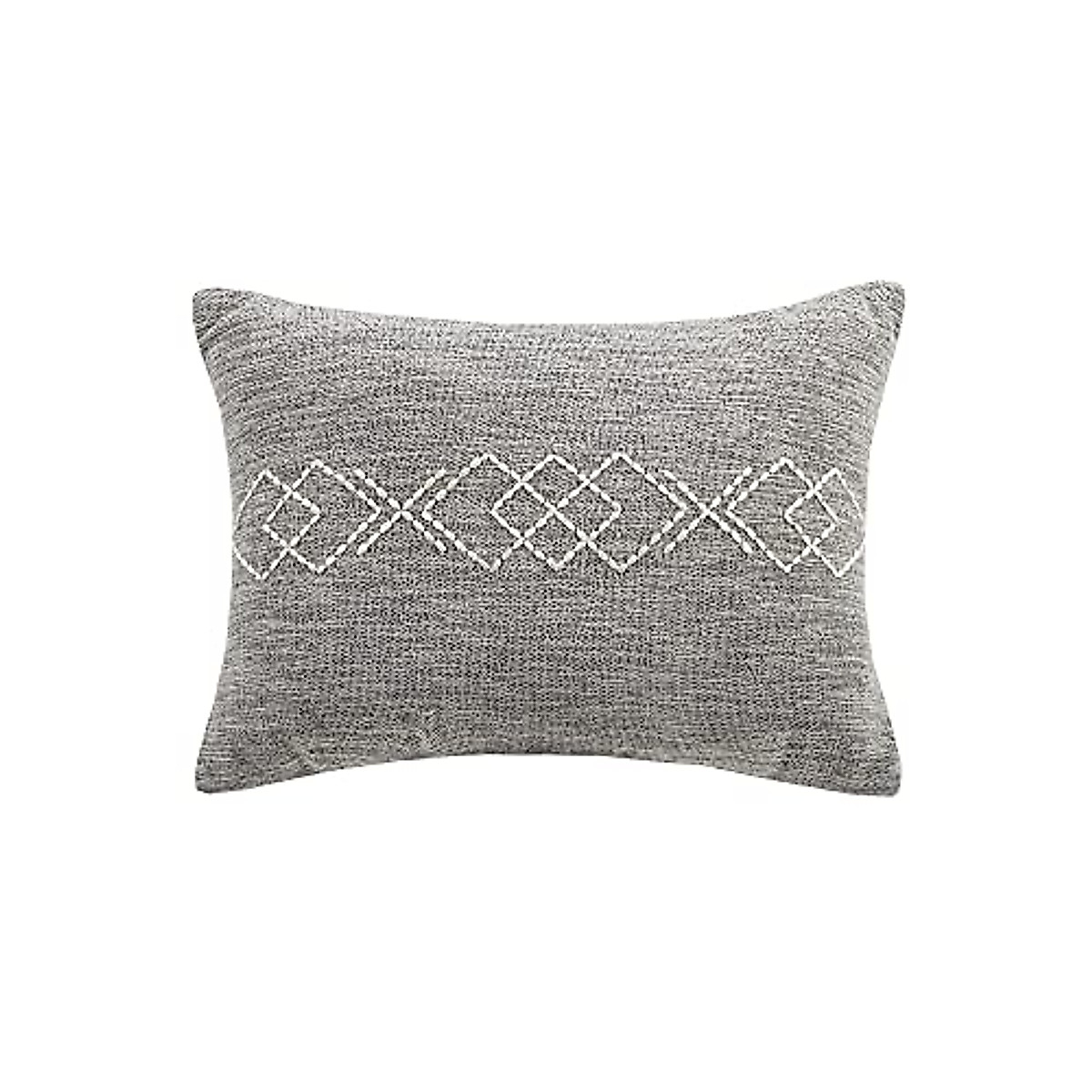 INK+IVY Hayes 100% Cotton Comforter Mid Century Modern Design Chenille Tufted All Season Bedding Set, Matching Shams, Decorative Pillow, Full/Queen, Yarn Dyed Gray 4 Piece