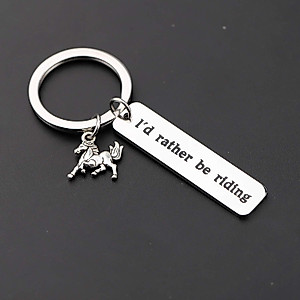 Gzrlyf Horse Keychain I'd Rather be Riding Horse Equestrian Gifts for Horse Lovers(Keychain)