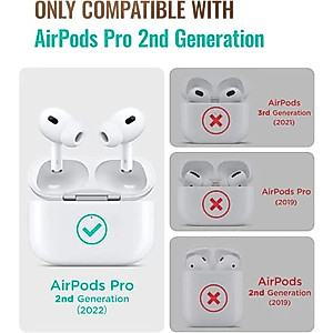 AirPods Pro 2nd Generation Case with Keychain, Luxury Newest Full-Body Hard Shell Shock-Absorbing Airpods Pro 2 Protective Cover Wireless Charging Case [Front LED Visible]