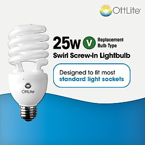 OttLite 25W Swirl Screw in Light Bulb - Compact Fluorescent Light Bulbs Replacement - Bright Natural Daylight for Bedroom, Living Room, Home Office, & Garage - Low Heat & Glare for Reduced Eyestrain