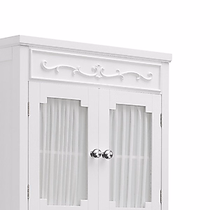 Elegant Home Fashions Lisbon Wooden Space Saver with Drapery-Lined Doors, White