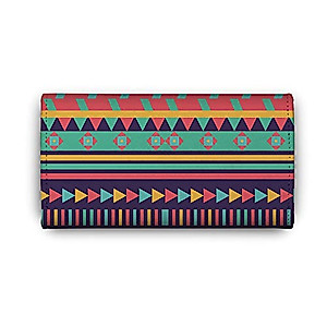 ShopMantra Women's Triangular Art Pattern Faux Leather Printed Wallet | Wallet for Women | Ladies Purse | Clutch | Multiple Card Holder Organizer and Phone Pocket Zip Wallet.