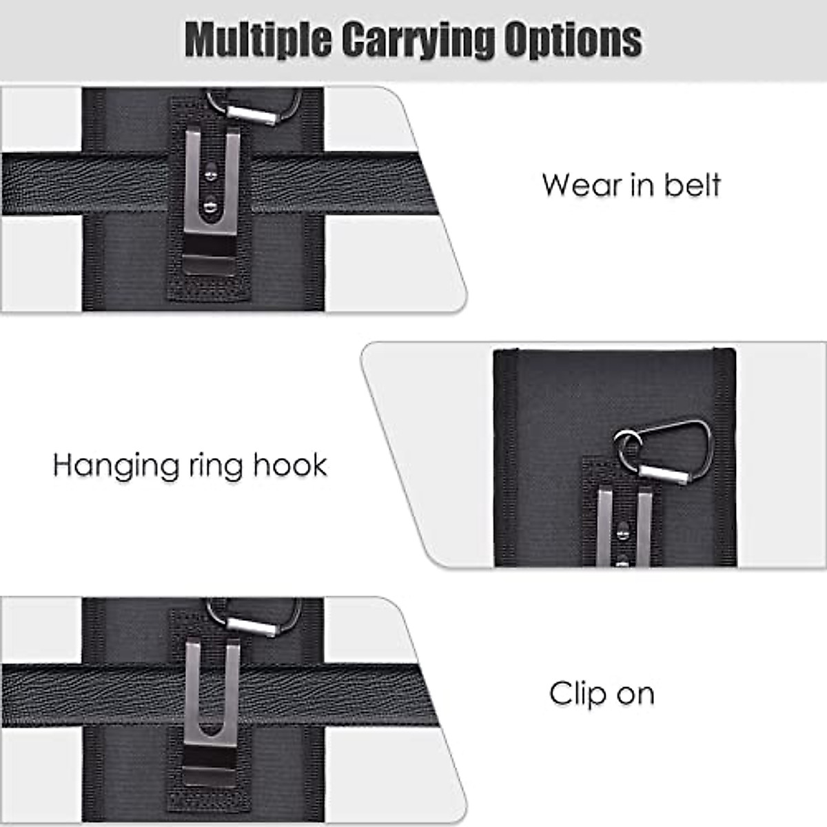 KATOLK Dual Phone Holster,Belt Pouch, Large Smartphone Pouch Cell Holder, Multi-Purpose Tactical Case, Holder for Work, Hiking, Camping, Barbecue, Rescue (Black)