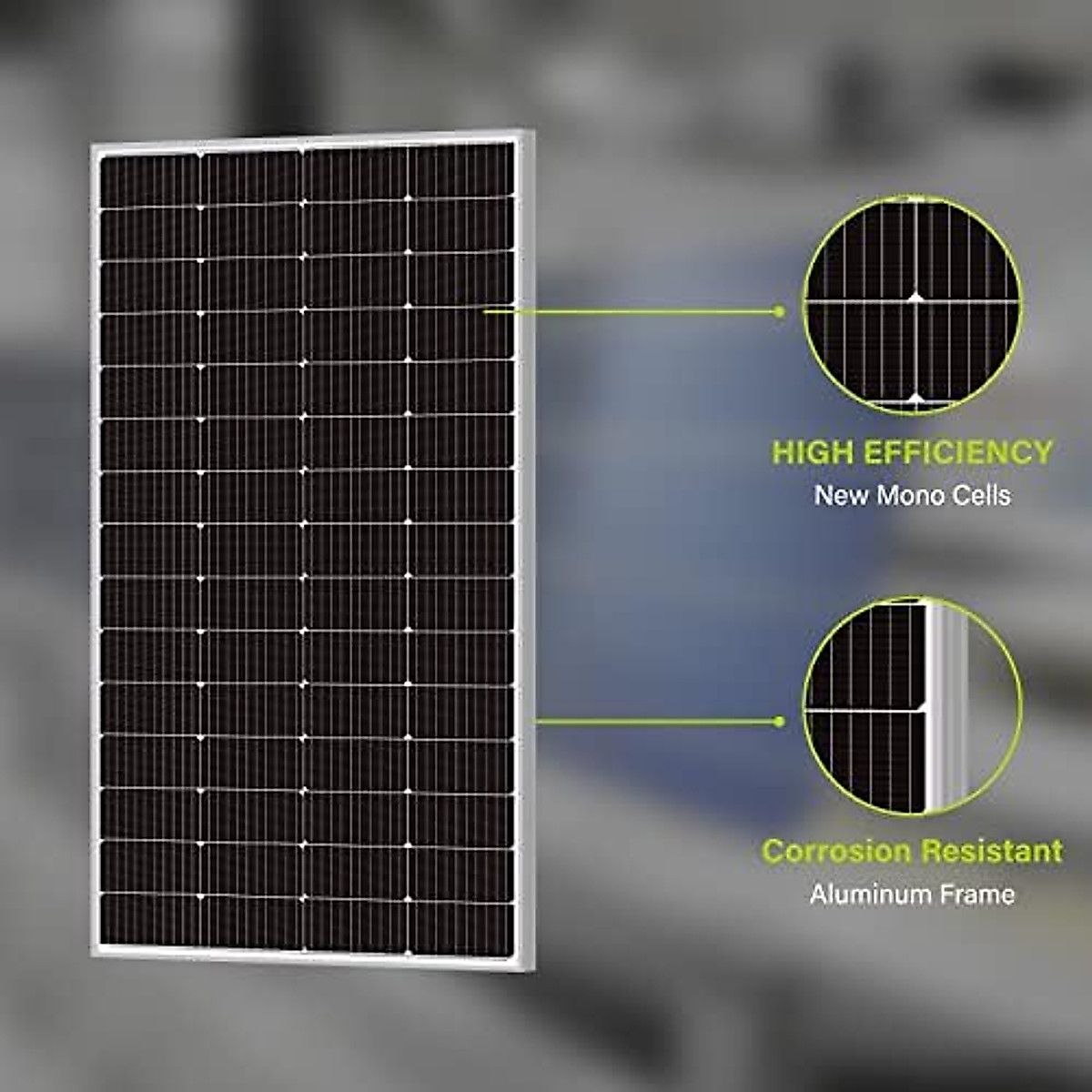 Newpowa 220W Monocrystalline 10BB Cell Solar Panel 220 Watt 12V High Efficiency Mono Module RV Marine Boat Off Grid