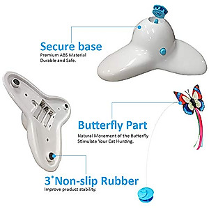 Flurff Zenes Cat Toys, Funny Exercise Electric Flutter Rotating Kitten Toys, Cat Teaser with Butterfly Replacement