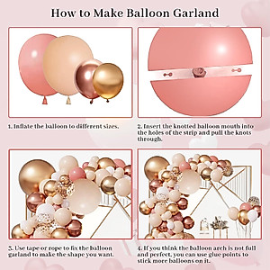 Blush Dusty Rose Pink Balloons Garland Arch Kit, Boho Peach Rose Gold Confetti Balloons for Girls Women Bridal Baby Shower Wedding Engagement Tea Party Birthday Party Decorations