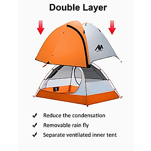 Backpacking Tent - AYAMAYA Waterproof 2 Person Ultralight Camping Tents with Removable Rainfly,Lightweight Aluminum Frame Freestanding Hiking Tent for 1 2 Person Easy Setup for Camping Hunting Travel