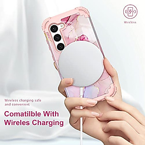 PIXIU for Samsung Galaxy s23 Plus case with 2PCS Tempered Screen Protector&1 pcs Len Camara Protector, Heavy Duty 3 Layer (Silicone+Plastic) Shockproof Full-Body Protective Sturdy Hybrid Marble Case