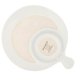 DEMDACO Artisan Divided Glossy Cream 9 x 9 Ceramic Stoneware Soup and Sandwich Plate