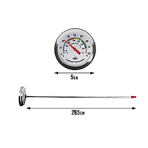 Compost Thermometer Stainless Steel Dial - Ideal Composting Soil Thermometer with 50MM Diameter C and F Dial and 295MM Compost Temperature Gauge Probe