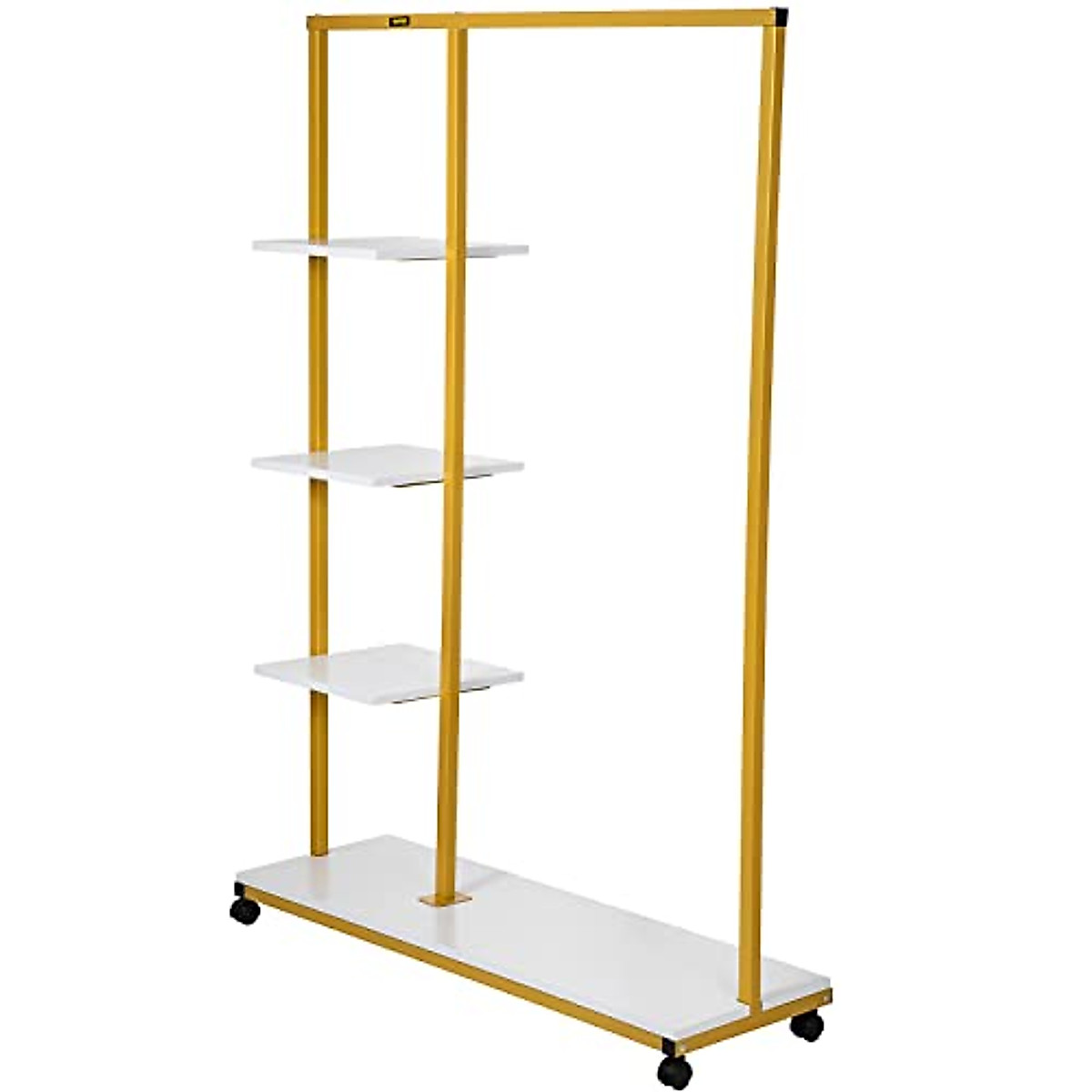 VEVOR Clothing Garment Rack, 39.4"x14.2"x59.1", Heavy-duty Clothes Rack w/Bottom Shelf & Extra 3 Side Shelves, 4 Swivel Casters, Rolling Clothes Organizer for Laundry Room Retail Store Boutique, Gold
