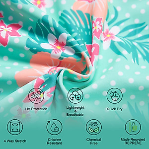 BONVERANO Baby Toddler Girls One Piece Swimsuit UPF 50+ Sun Protection Long Sleeve Zipper (Green, 3-6 Months)