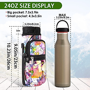 icolor Water Bottle Carrier Bag Holder 25/32/40/64oz,Adjustable Padded Shoulder & Handle Strap Sports Sling Hiking Pack,Insulated Neoprene Wide Mouth Bottle Sleeve