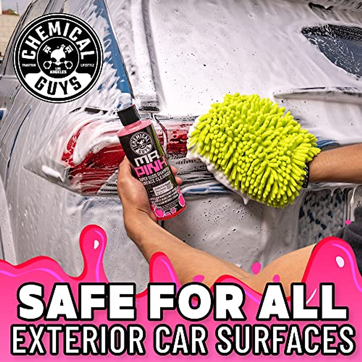 Chemical Guys Citrus Wash & Gloss and Mr. Pink Foaming Car Wash Deep Cleaning & Maintenance Wash Combo Pack (2-16 oz. Bottles)