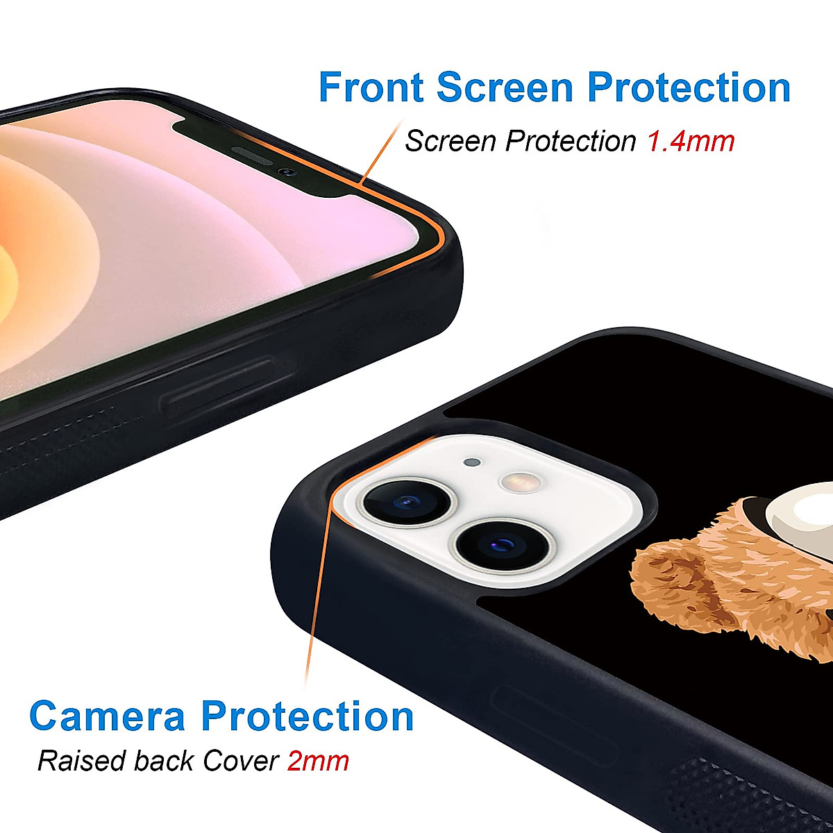 FANXI Skeleton Bear Phone Case Compatible with iPhone 12 Mini - Shockproof Protective Cute Cool Bear Designed for Case 12 Mini 5.4 Inch Case for Men Girls Women Black Brown