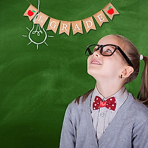 Amosfun School Banner Kindergarten Banner 1st Grade Banner School Garland Apple Garland Banner for Kids Classroom Back to School First Grade Birthday Party Decorations