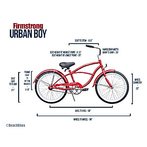 Firmstrong Urban Boy Single Speed Beach Cruiser Bicycle, 20-Inch, Black w/ Red Rims