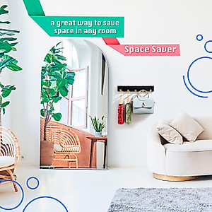 GRATIAM Coat Rack Wall Mount with 5 Gold Hooks, Space-Saving Organizer for Hats, Bags, Jackets, Umbrella, Scarves, Designer Home Decor for Entryway, Bathroom, Bedroom (Black+Gold, 5 Hooks)