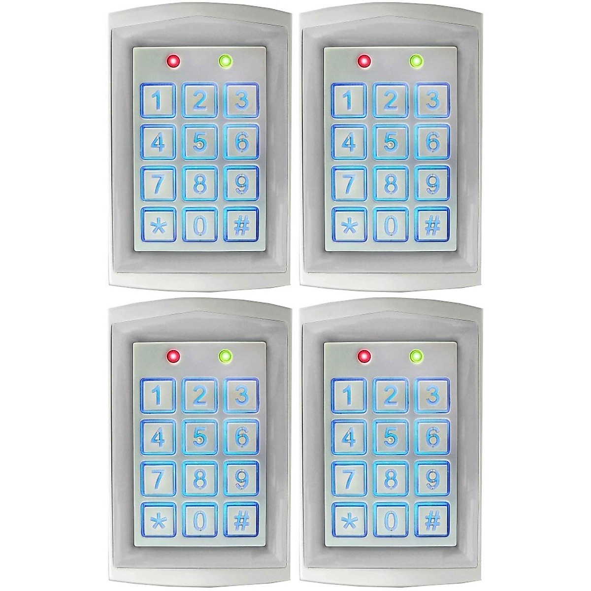 Seco-Larm SK-1323-SDQ Pack of 4 Enforcer Sealed Housing Weatherproof Stand-Alone Digital Access Keypads; 12-24 VAC/VDC Operation; 2 Multi-Colored Status LEDs; Backlit Keys