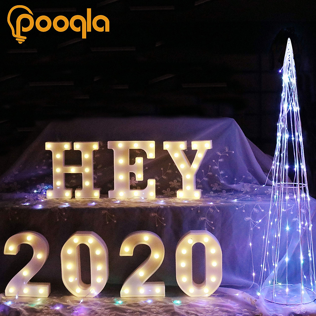 Pooqla LED Marquee Letter Lights Sign, Light Up Alphabet Letter for Home Party Wedding Decoration M