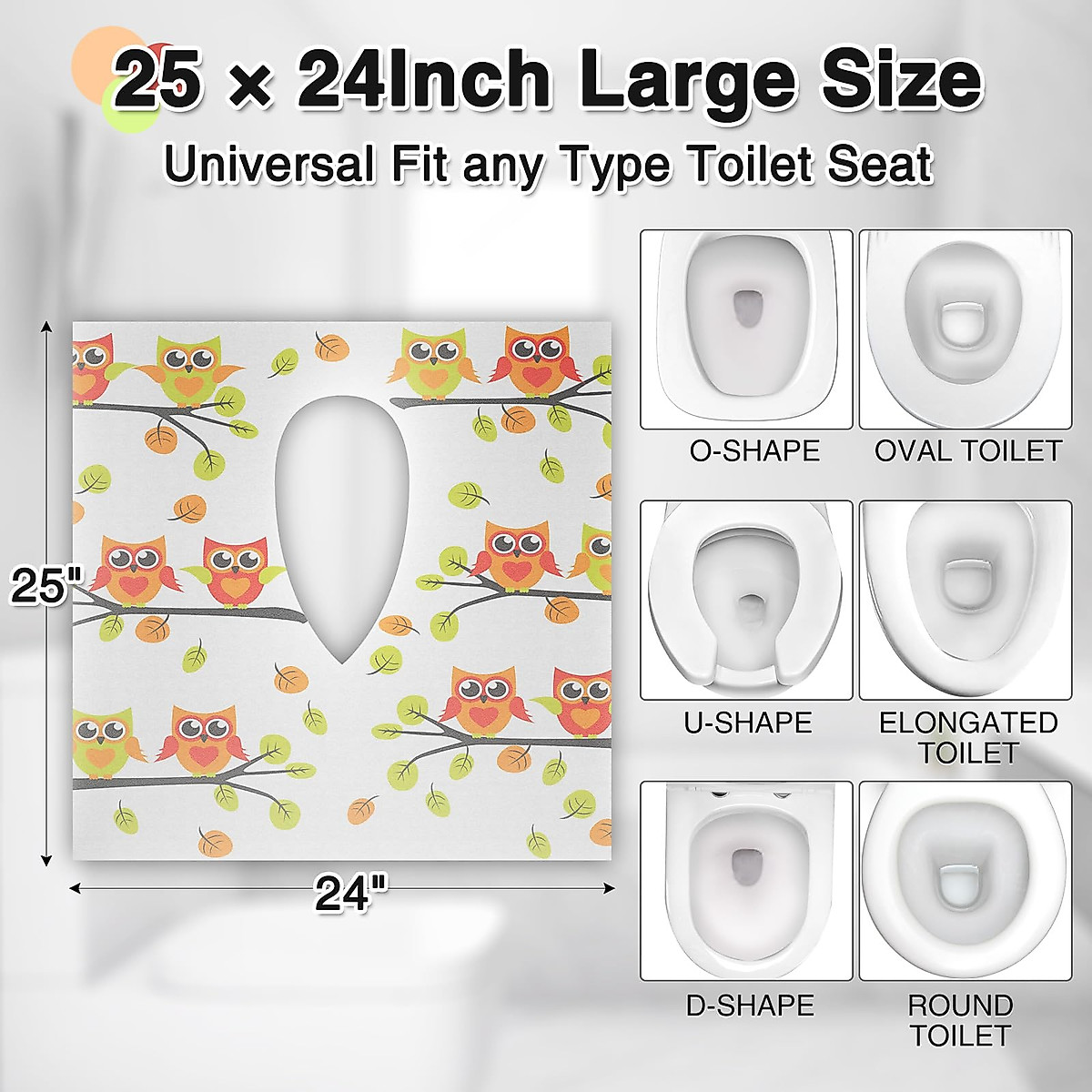 Gimars 20 Packs XL Large Full Cover Disposable Travel Toilet Potty Seat Covers - Individually Wrapped Portable Potty Shields for Adult, The Pregnant, Kids and Toddler Potty Training (Owl Design)