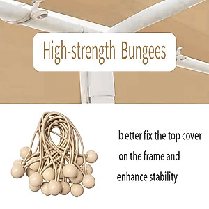 Rutile 10'x20' Carport Canopy ONLY Tent Garage Replacement Top Tarp Car Shelter Cover w/Ball Bungees Beige (Only Top Cover, Frame is not Included)