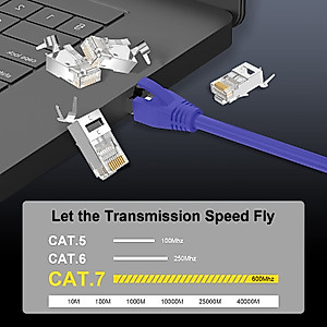 VCELINK (Gen 1 CAT6A/CAT7 Shielded Connector with Strain Relief Boots 25-Pack, Non-Pass Through RJ45 Ethernet Ends 3-Prong Gold Plated 8P8C Modular Plugs for FTP/STP Cable