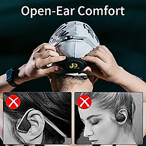 GEORDONG Bone Conduction Headphones, Open Ear Sport Headphones with Headband Waterproof Wireless Earphones with Microphone Innovative Wearing Method for Swimming and Workouts (Black)