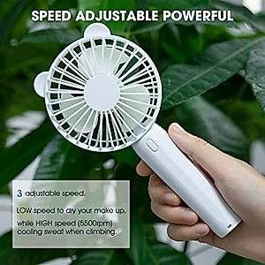 MILPROX Mini Handheld Fan, Updated Light Portable Personal Hand Fan Battery Operated USB Rechargeable 3 Speed Cute Fan Desk Table Fan for Kids Girls Woman Home Office Outdoor Travel-White New