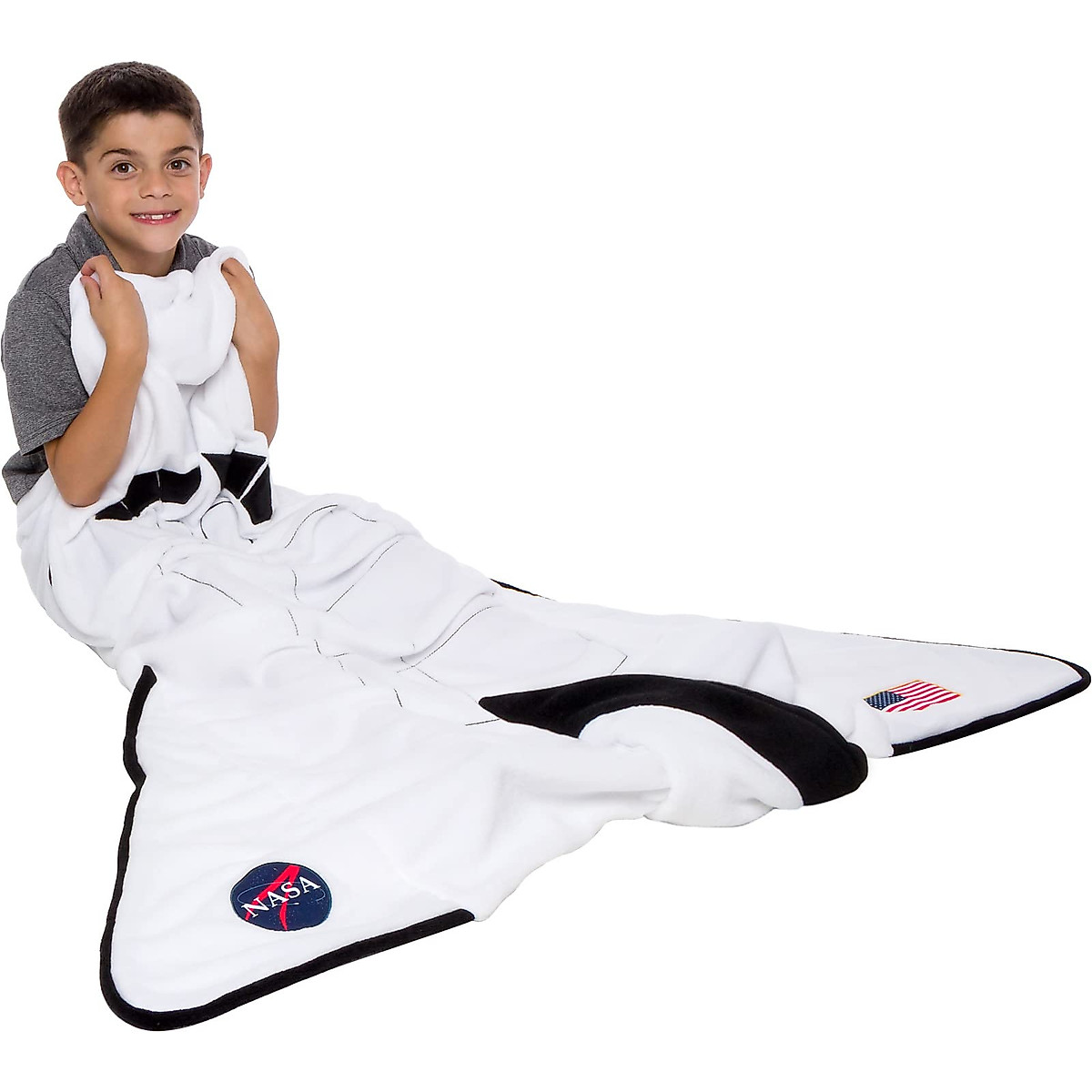 Silver Lilly Spaceship Blanket - Plush Fleece Rocket Ship Sleeping Bag Blanket for Kids